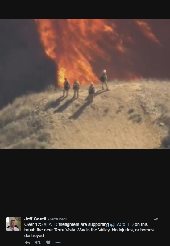 Los Angeles Firefighters Extinguish 62 Acre Brush Fire Above Lake View ...