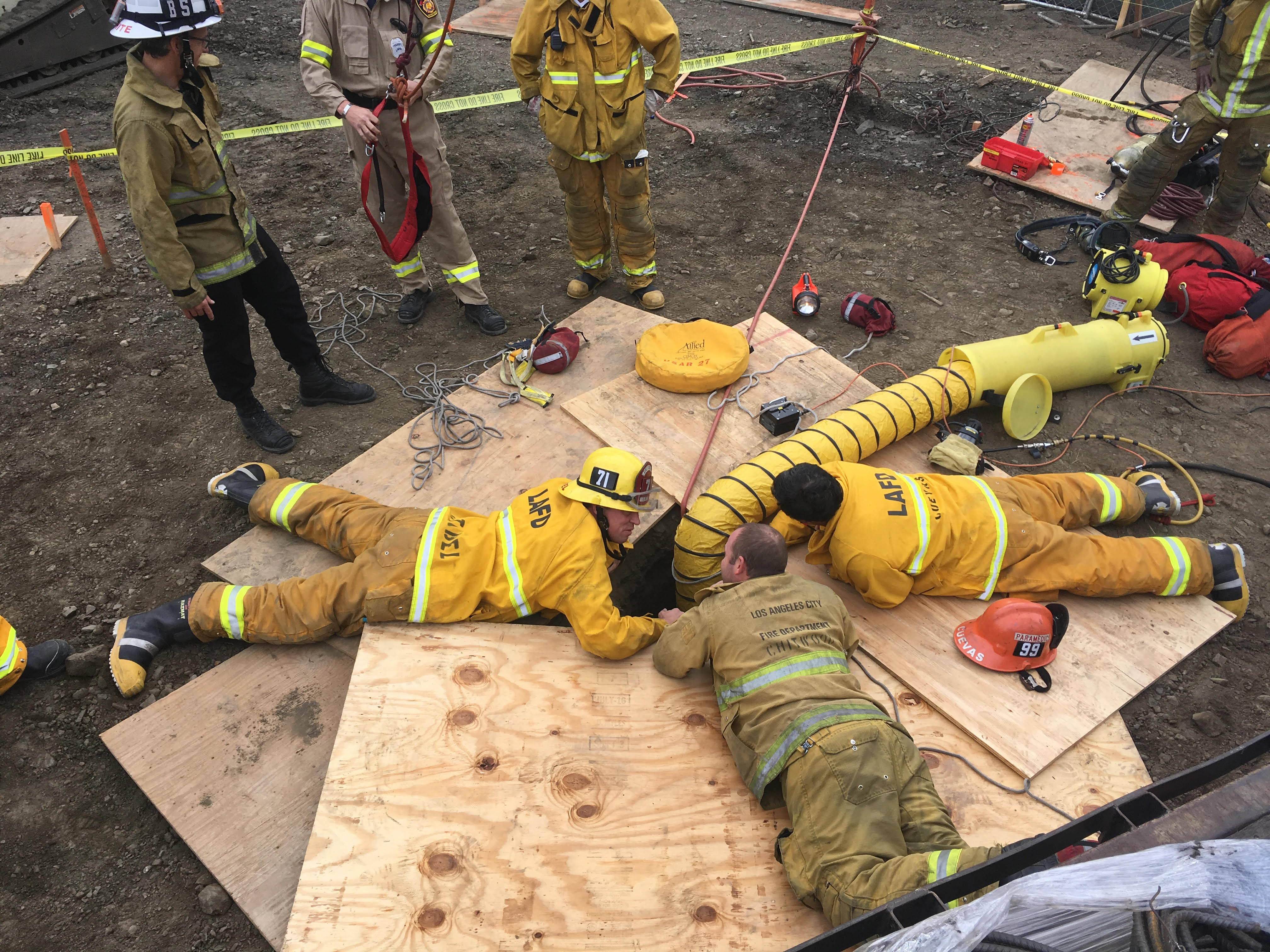 LAFD Rescues Man Trapped 50' Below Ground at Construction Site | Los ...